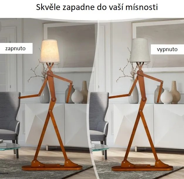 Stojací lampa dřevěný panák, 160 cm EU10099DE