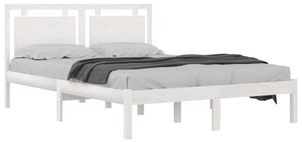 Rám postele bílý masivní dřevo 200 x 200 cm,  3105556