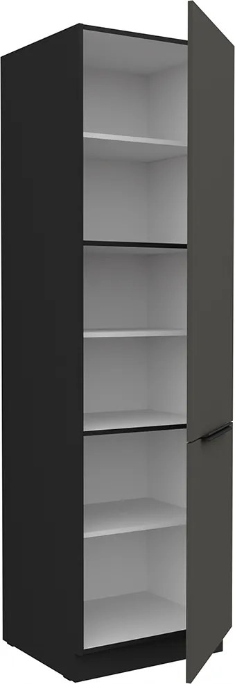 ARIA pe | vysoká skříňka 60 DK-210 2F potravinová s policemi | 60 cm | ANTI FINGERPRINT povrch | černá/šedá grafit