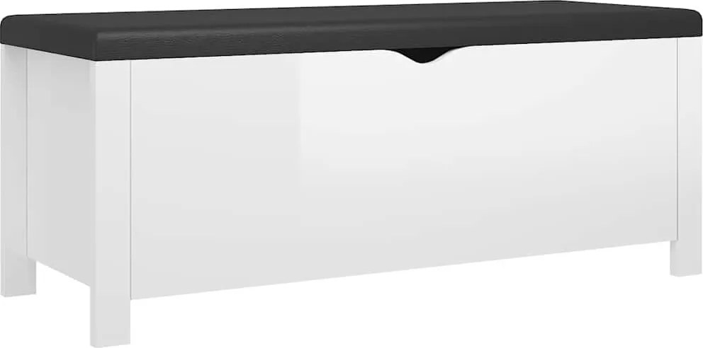 Úložný box s poduškou bílá vysoký lesk 105x40x45 cm kompozit 326774