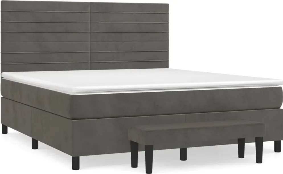 Box spring postel s matrací tmavě šedá 160x200 cm samet 3137912