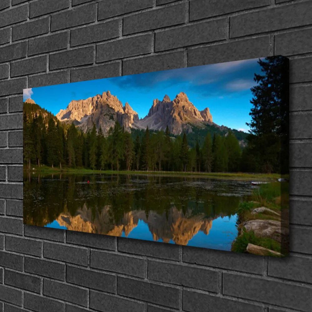 Obraz na plátně Les Jezero Krajina 100x50 cm