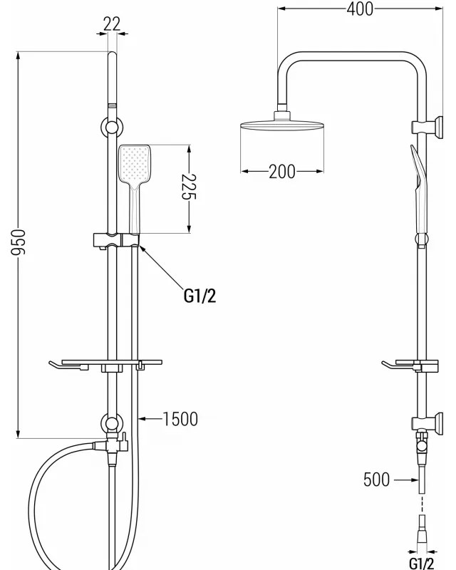 Mexen T62 sprchový sloup, Zlatorůžová - 798626293-60