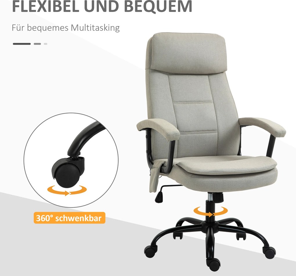 Kancelářská židle Vinsetto s masážní funkcí ergonomická výškově nastavitelná kancelářská židle s houpací funkcí béžová pro pohodlí v domácí kanceláři…