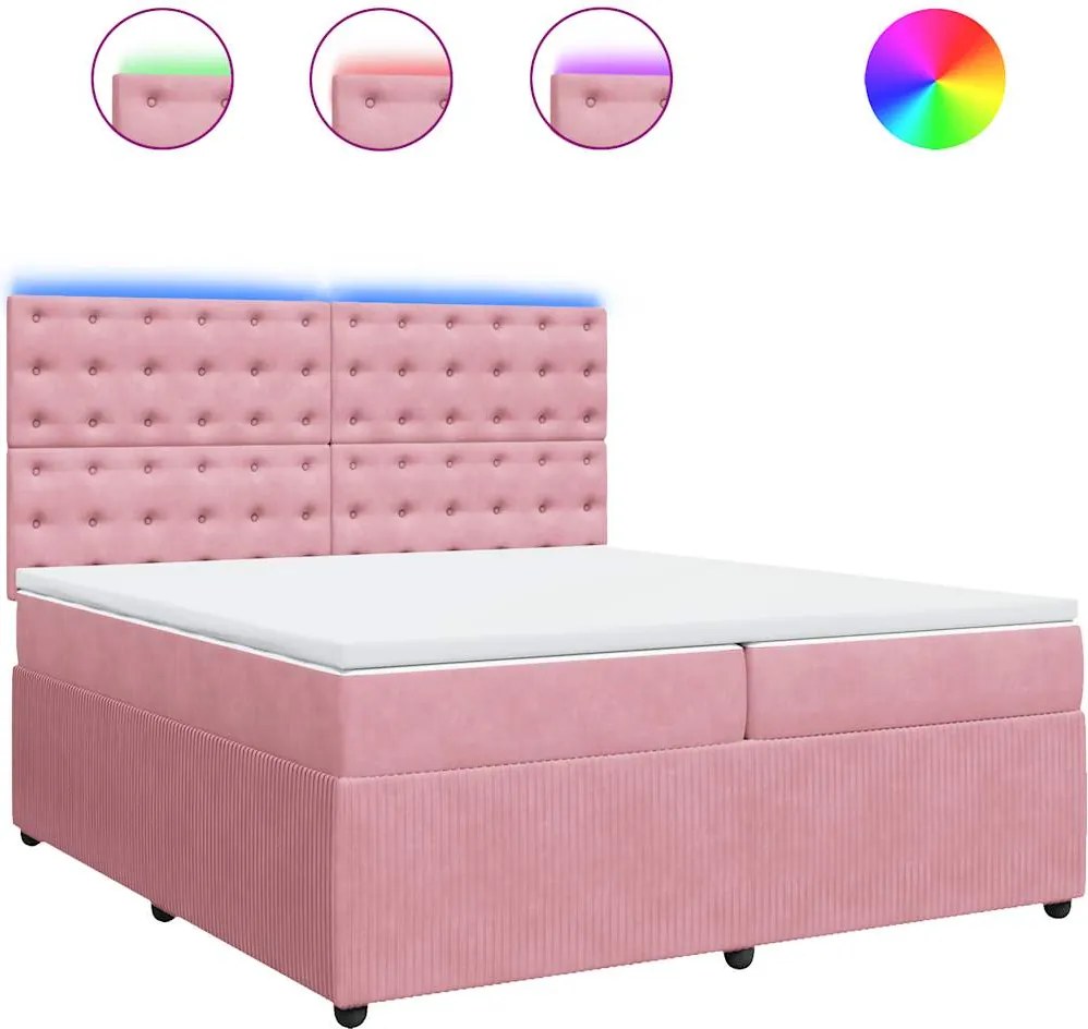 Box spring postel s matrací růžová 200x200 cm samet 3294747