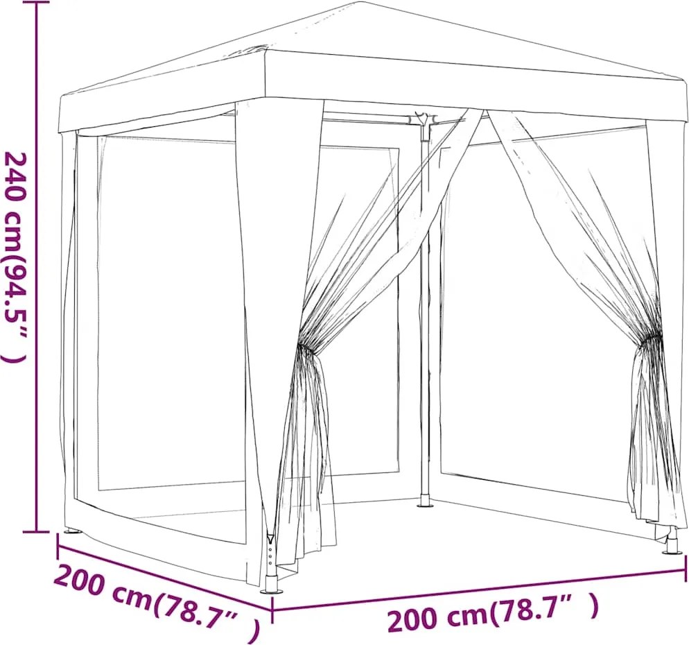 Party stan se 4 síťovanými bočnicemi antracitový 2 x 2 m HDPE 319219