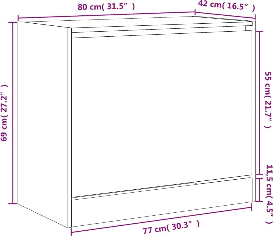 vidaXL Botník 80 x 42 x 69 cm kompozitní dřevo [840003] Barva: hnědý dub