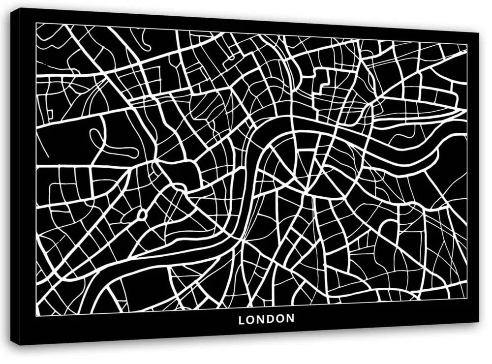 Obraz na plátně Mapa města Londýn City - 60x40 cm