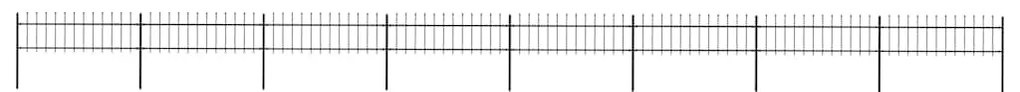 Zahradní plot s kopím nahoře ocelový 1339 x 60 cm černý 277600
