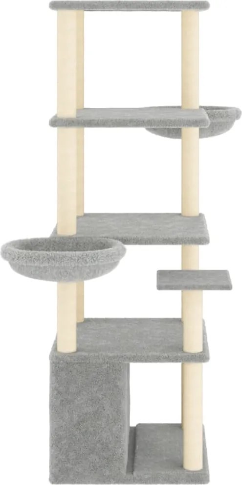 Škrabadlo pro kočky se sisalovými sloupky světle šedé 147 cm 171781