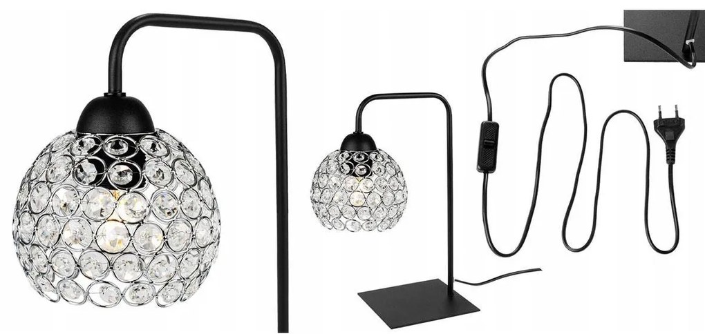 Stolní lampa Crystal, 1x stříbrné křišťálové stínítko