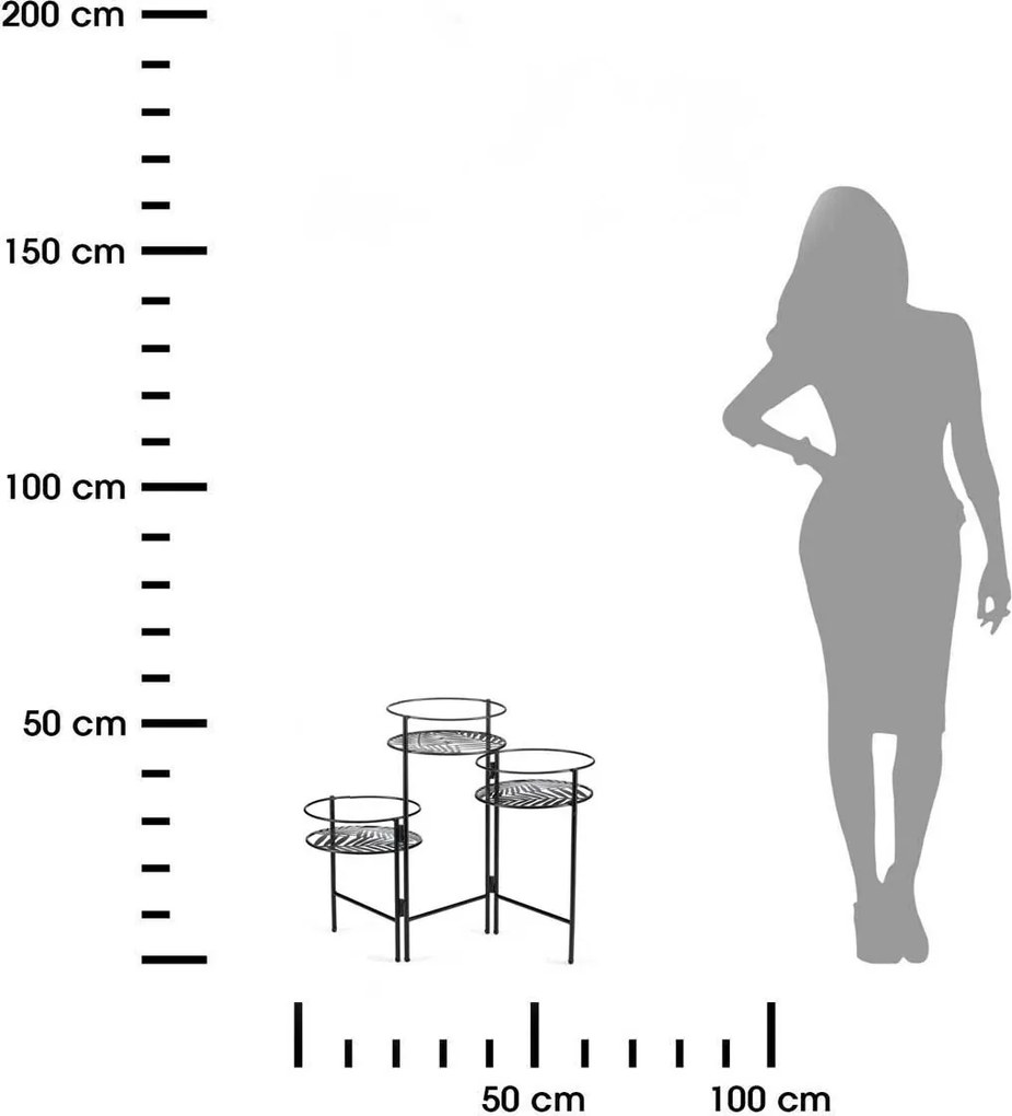 STOJAN NA KVĚTINÁČ TRIPLE 55X64X20 CM ČERNÁ