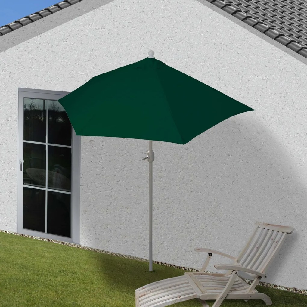 Slunečník půlkruh Parla - polyester/hliník - 270cm zelený bez stojanu