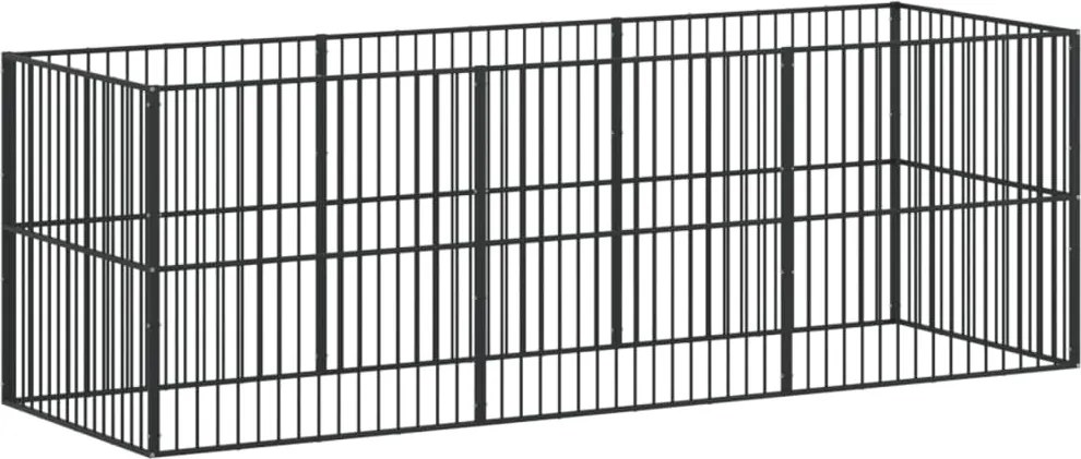 Ohrádka pro psy 8 panelů černá pozinkovaná ocel 3209553