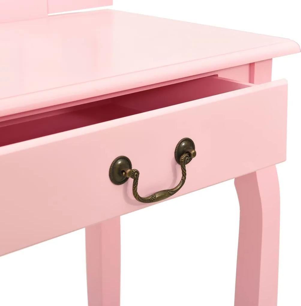 vidaXL Toaletní stolek se stoličkou 65x36x128 cm pavlovnia MDF [289335] Barva: Růžová