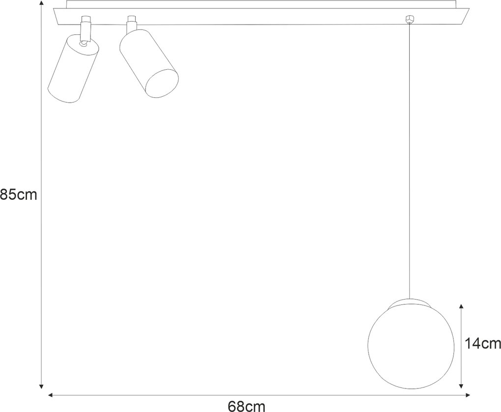 Černé bodovky a koule na lanku ALBIO 2×GU10/1×E14