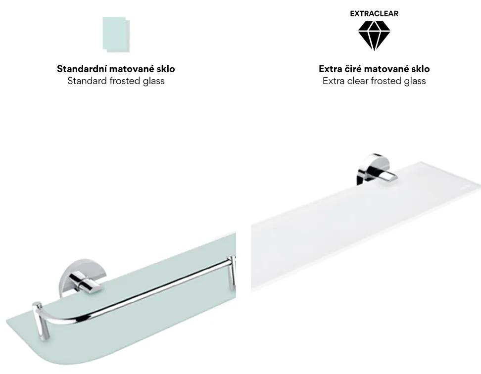 Police do koupelny skleněná s ohrádkou, matné sklo, úchyty chrom, 50 cm NIMCO UNIX UN 13091AX-50-26