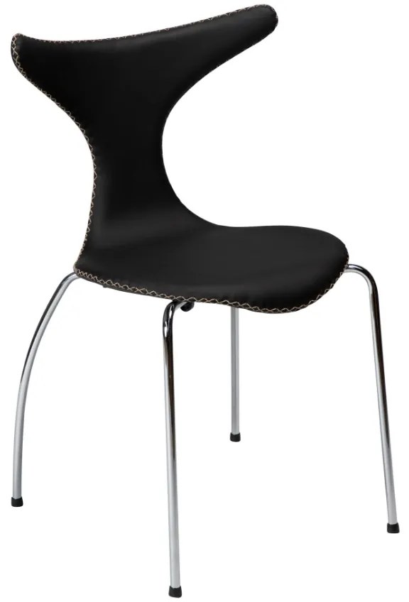Černá kožená jídelní židle DAN-FORM Dolphin 83 cm, chrom