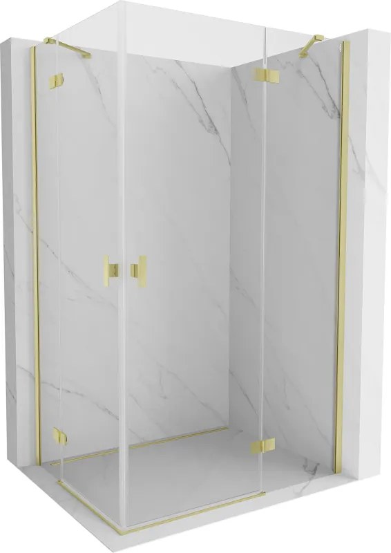 Mexen Mist-H Duo, 2-křídlý ​​výklopný sprchový kout 70 x 90 cm, čiré sklo, zlatý matný profil, 8A5-070L-090P-55-00