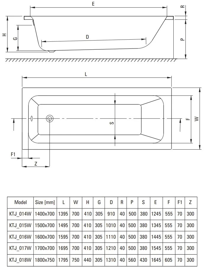 Deante Prizma, obdélníková akrylátová vana 140x70 cm, bílá lesklá, DEA-KTJ_014W
