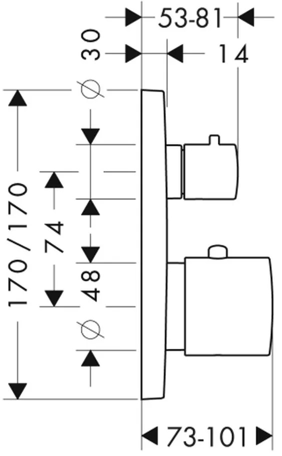 Axor Citterio M - Termostatická baterie pod omítku s uzavíracím a přepínacím ventilem, chrom 34725000