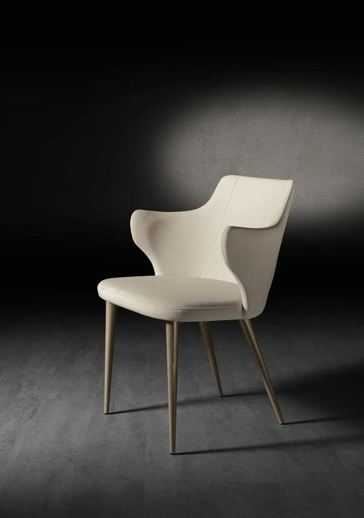 Max Home Židle s područkami Maddy vzorník tkaniny: crystal 01, nohy: kovové kónické perlové béžové RAL 1035