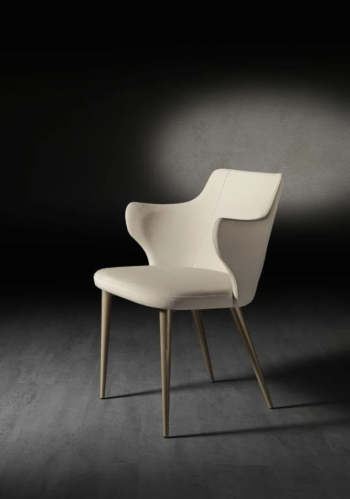 Max Home Židle s područkami Maddy vzorník tkaniny: crystal 01, nohy: kovové kónické perlové zlaté RAL 1036