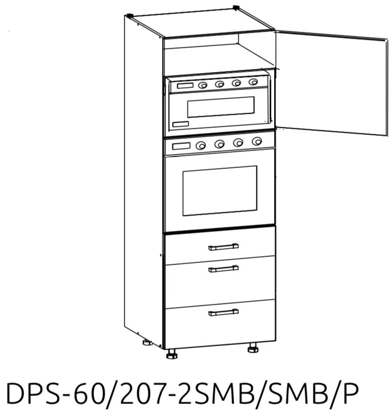 Kuchyňská spodní skřínka pro vestavné spotřebiče Older DPS-60/207/2SMB/P Zvolte stranu: levé provedení, Barva korpusu skříněk: Bílá alpská, Zvolte barvu dvířek: Bílá canadian.