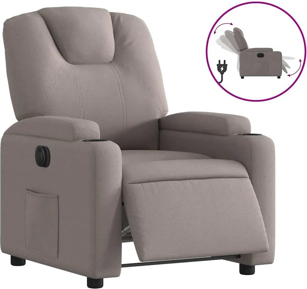Elektrické polohovací křeslo taupe textil 3204352