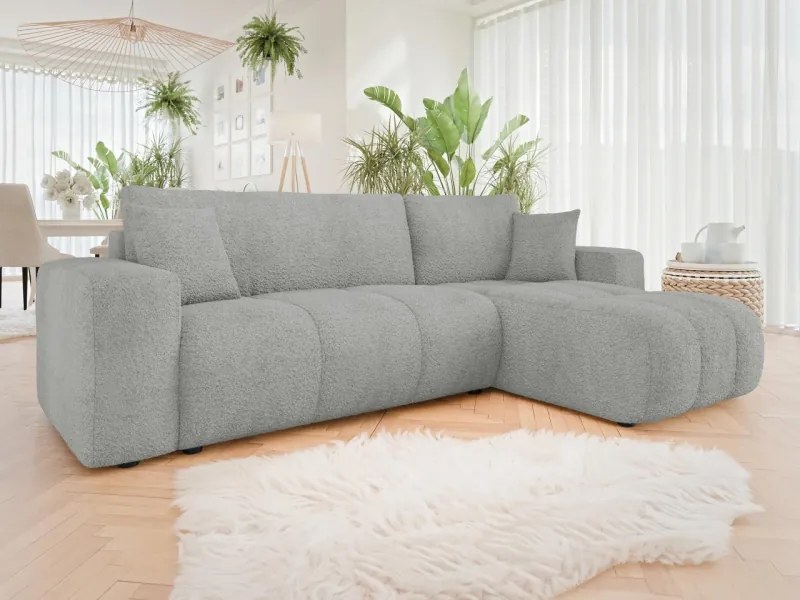 Rohová rozkládací sedačka Larow Boucle, Potah: Coral 55