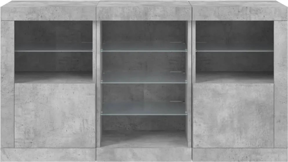 Příborník s LED osvětlením betonově šedý 123 x 37 x 67 cm 3209082