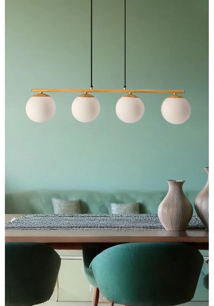 Závěsné svítidlo se skleněným stínidlem v bílo-přírodní barvě Carrine – Candellux Lighting