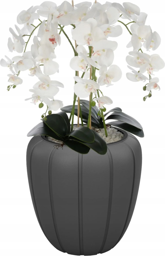 Orchidej umělý bílý v květináči kytice květin H 90 cm květináč Antracitový