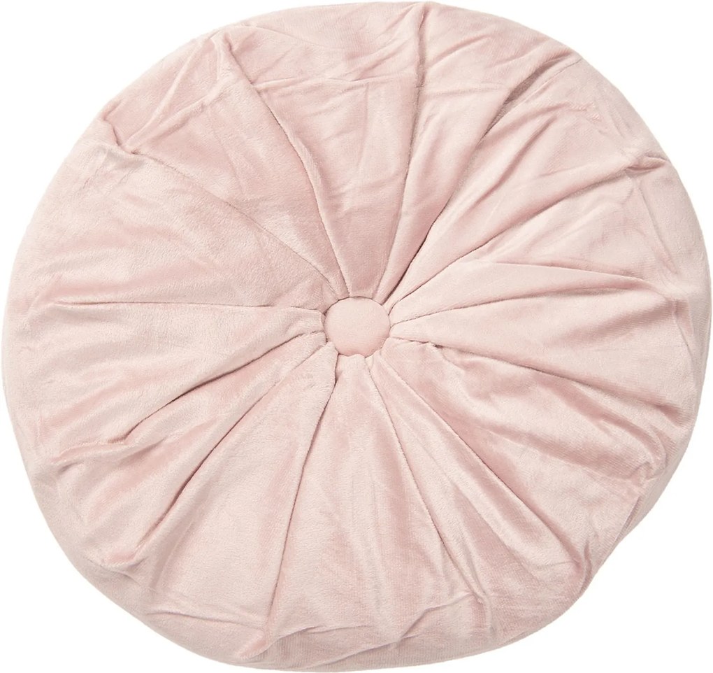 Růžový kulatý sametový polštář - Ø 38*8 cm