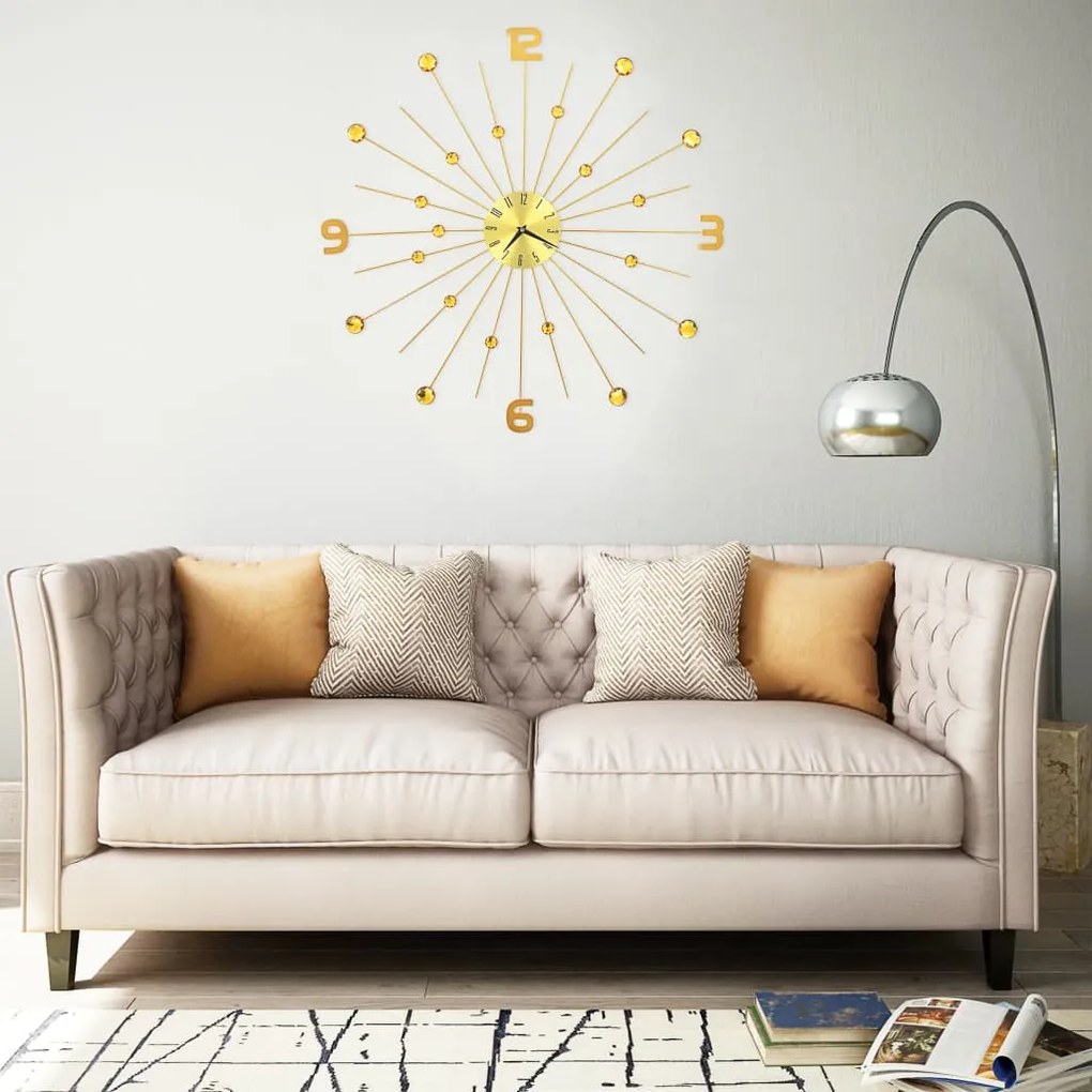 Nástěnné hodiny kovové 70 cm zlaté 283857