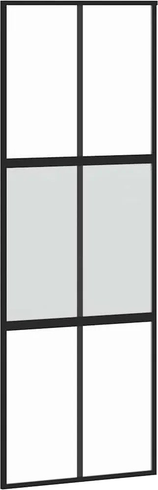 Posuvné dveře se sadou kování černé 76x205 cm Tvrzené sklo 3375883