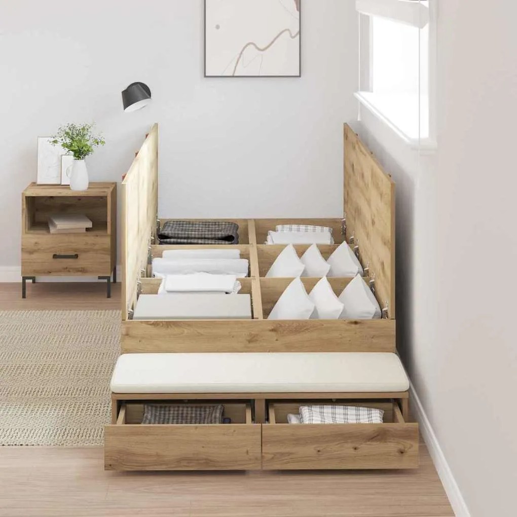 Rám postele s úložným prostorem se dveřmi Artisanový dub 100 cm 3335620