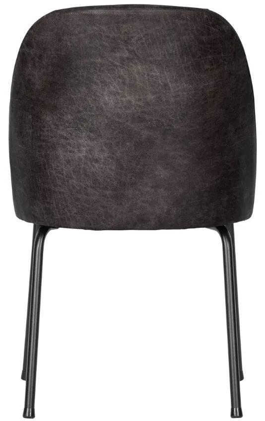 Hoorns Černá kožená jídelní židle Tergi