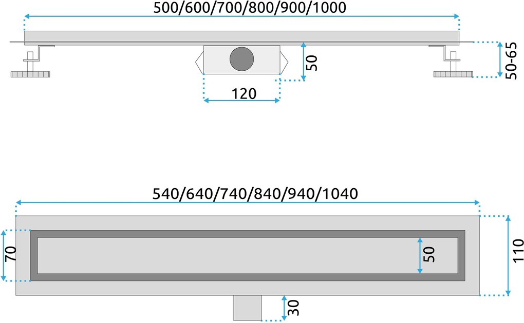Rea Neox, odtokový žlab 100 cm, zlatá lesklá, REA-G2565