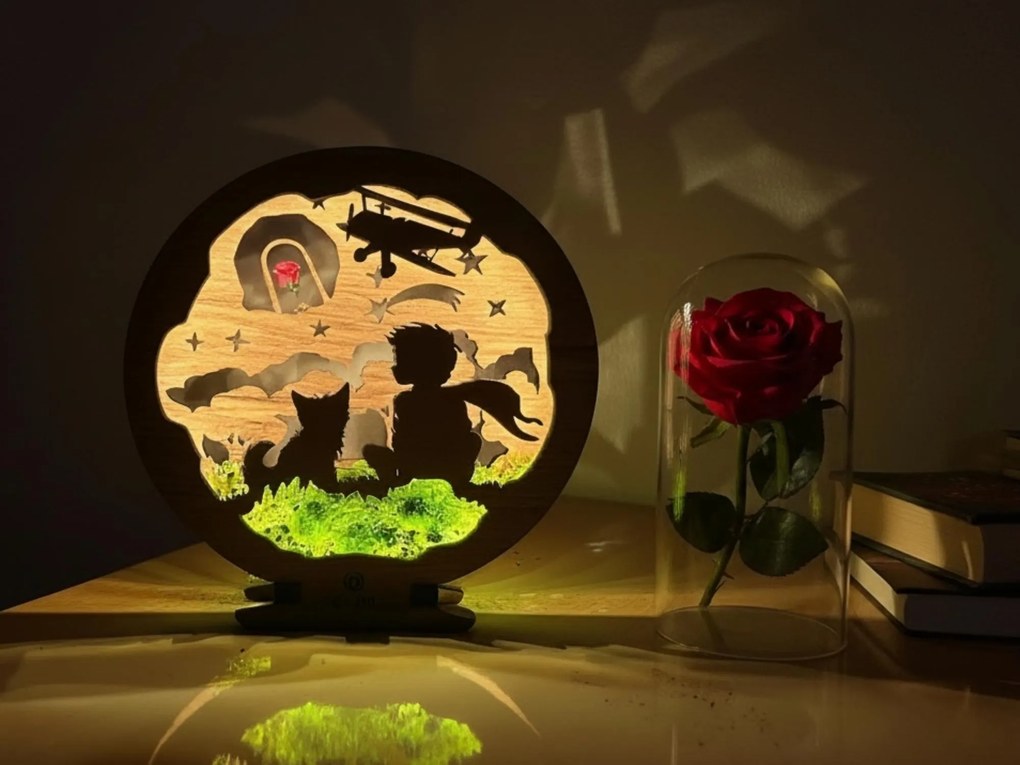 Li-Go "Malý princ s růží" lampa 20x22cm provedení povrchu: černá s patinou