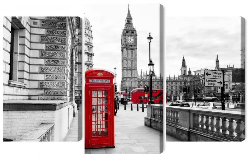 Vícedílný obraz Londýnská Telefonní Budka A Big Ben Nedostatek Nedostatek Plátno Canvas 120x80
