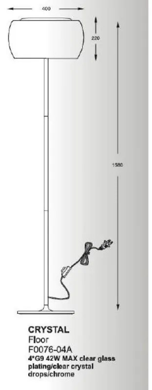 Zuma Line Stojací lampa CRYSTAL ø 40 cm, v. 158 cm