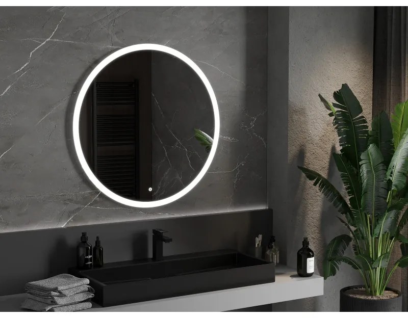 Mexen Oro, kulaté LED podsvícené koupelnové zrcadlo 90 cm, 6000K, topná podložka proti zamlžování, 9824-090-090-611-00