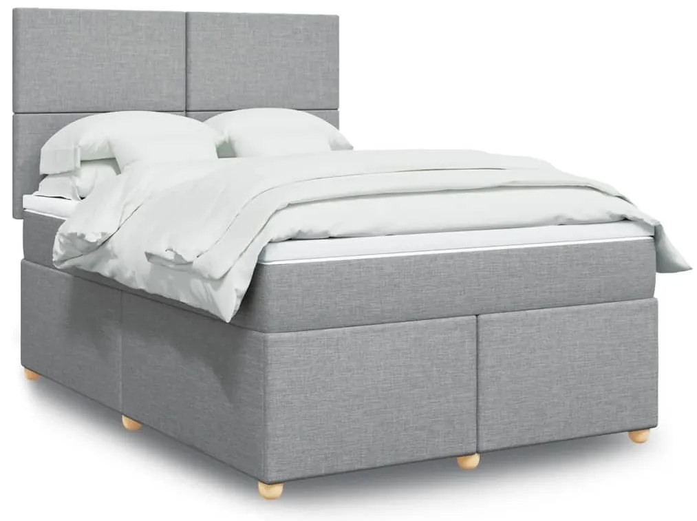 Box spring postel s matrací světle šedá 140 x 190 cm textil