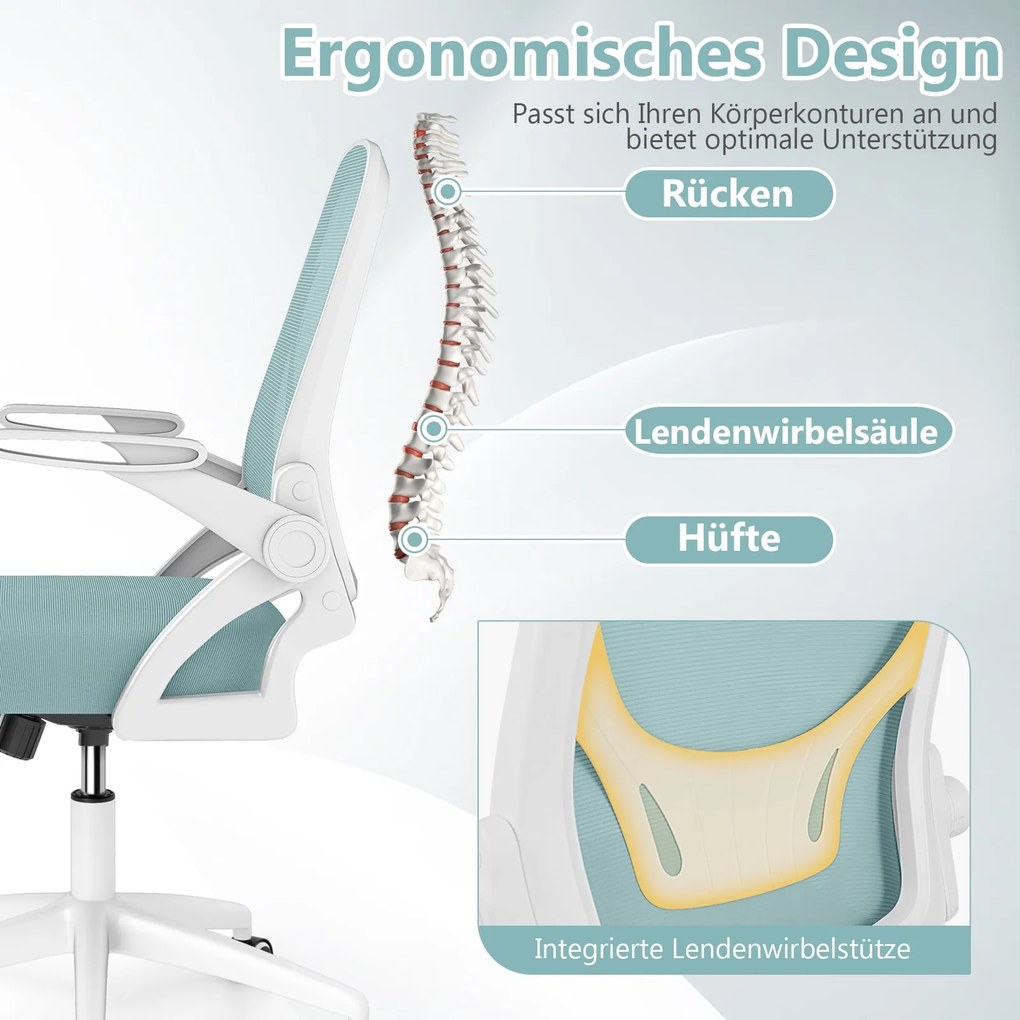 Costway Ergonomická kancelářská židle se sklopnými područkami a houpací pracovní