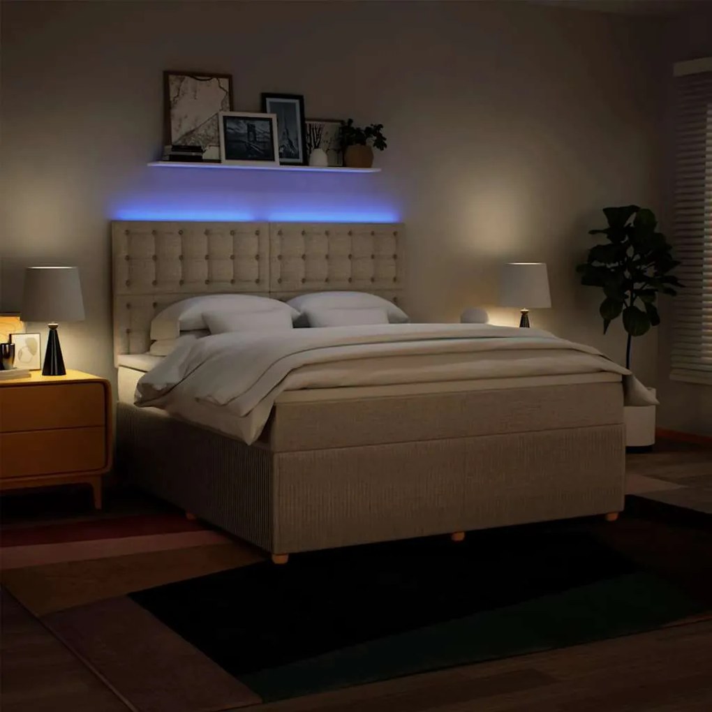 Box spring postel s matrací krémová 180x200 cm textil 3294454