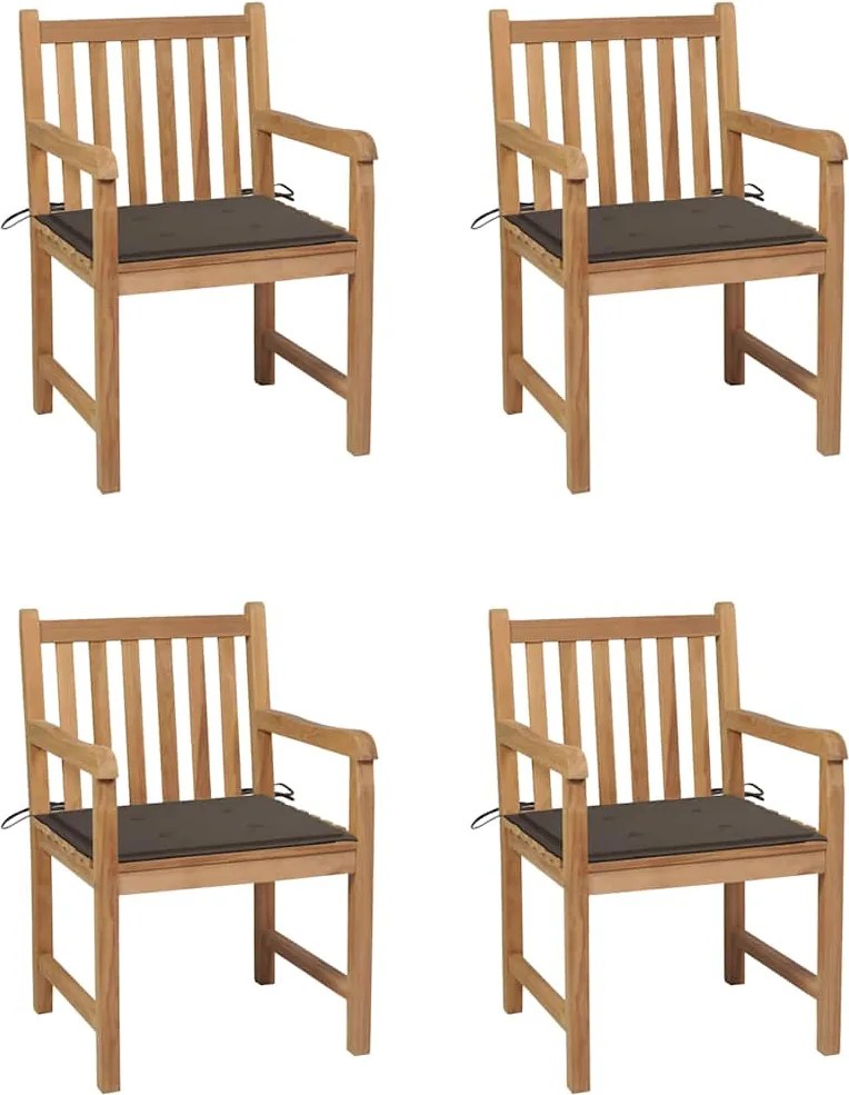 Zahradní židle 4 ks taupe podušky masivní teak 3073012