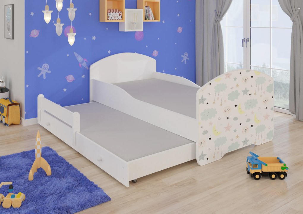 Dětská postel s matracemi PEPE II 160x80 Úložný prostor: Ne, Motiv: MOŘSKÁ PANNA S HVĚZDOU