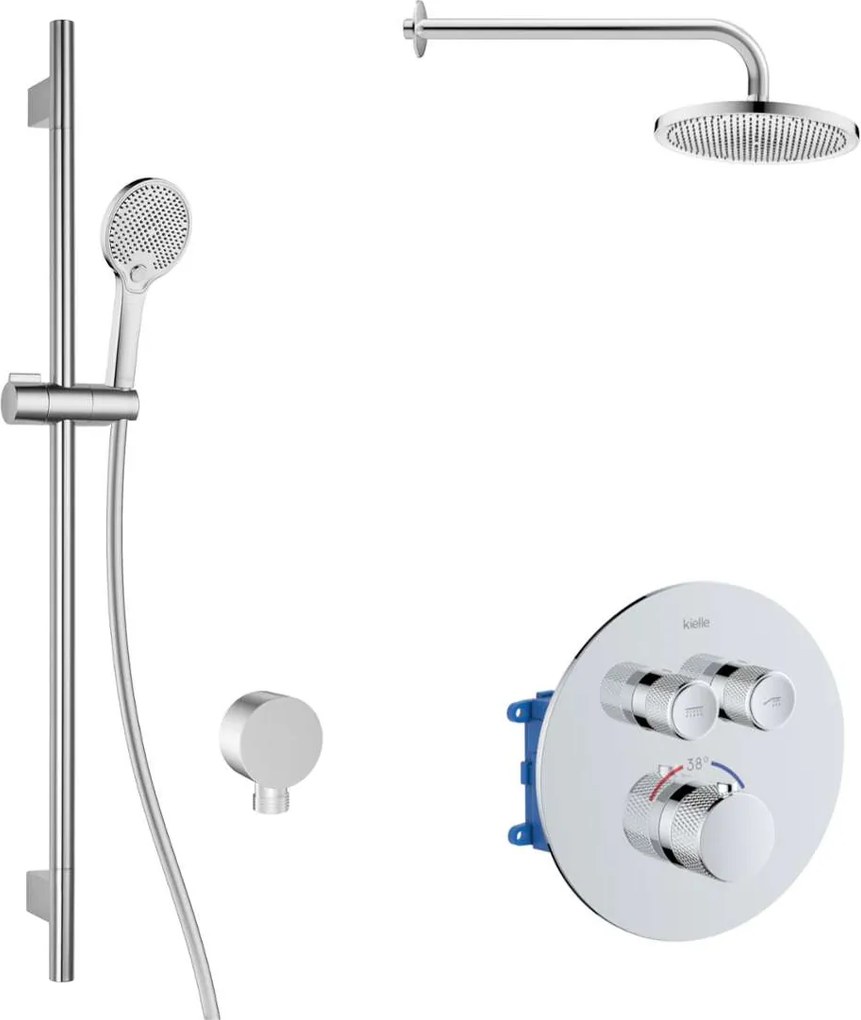kielle Oudee - Termostatická baterie pod omítku, pro 2 spotřebiče, s příslušenstvím EcoSpare a tělesem, chrom 20602SPT60