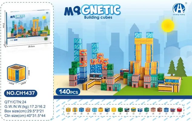 Magnetická stavebnice MAGNETIC Město, 140 dílků
